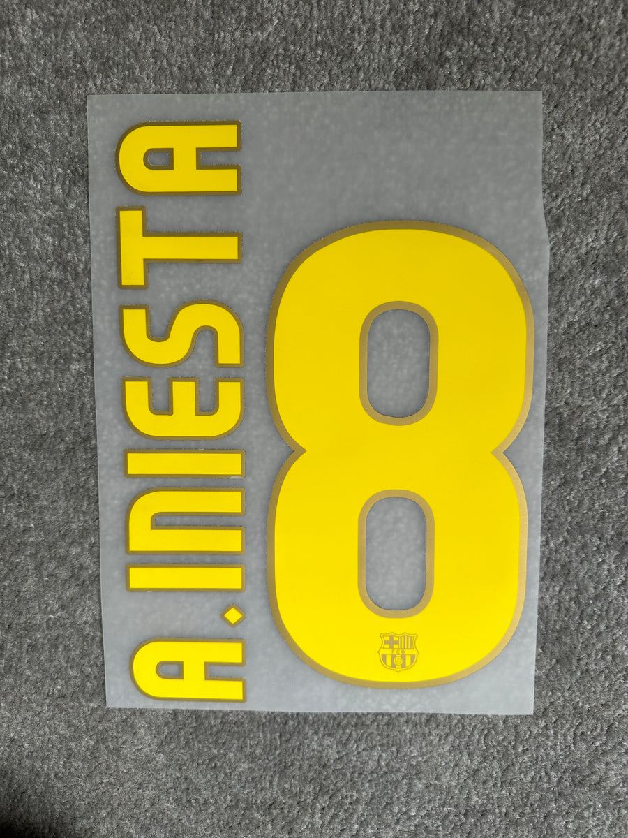Barcelona 2008/10 Home Iniesta Name Set – OJ's Football Shirt Restorations