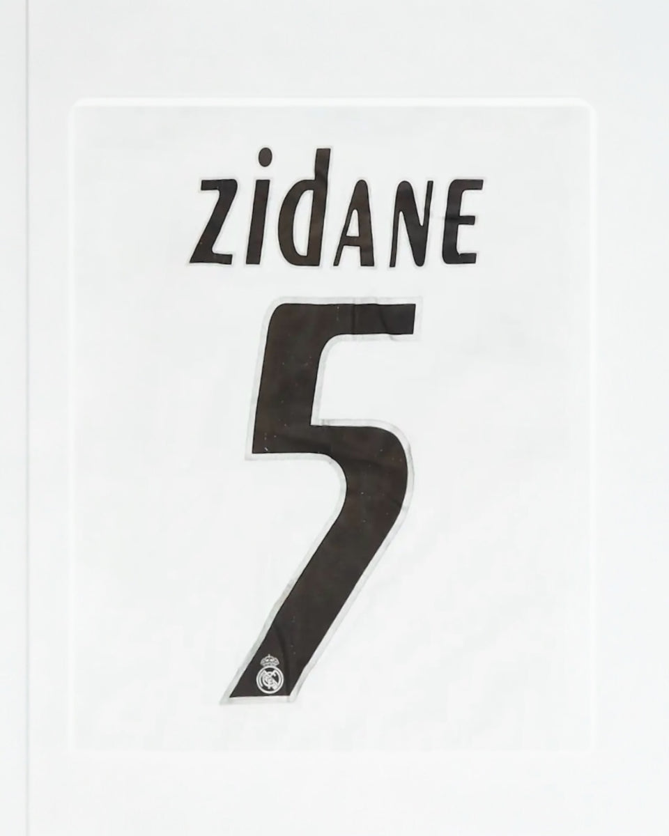 Real Madrid 2005/06 Home Zidane Name Set – OJ's Football Shirt Restorations